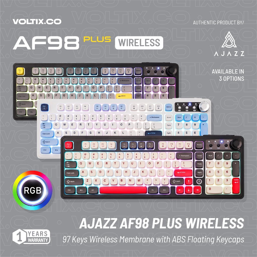 Jual Ajazz AF98 PLUS Wireless Mechanical Feel Membrane Keyboard Office ...