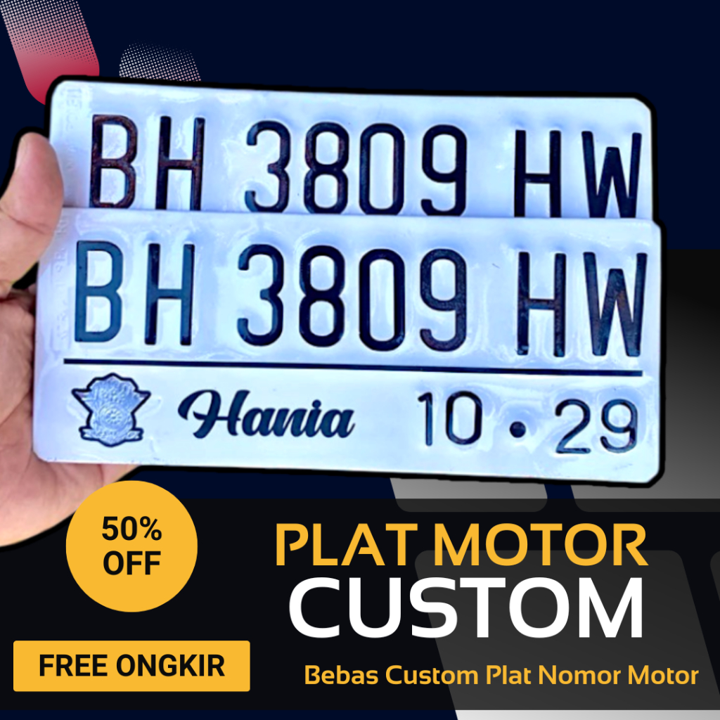 Jual PLAT MOTOR CUSTOM WARNA PUTIH / PLAT MOTOR BAUT TANAM / PLAT MOTOR ...