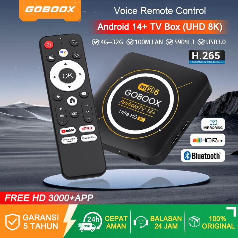 Jual GOBOOX Android TV Box 8K UHD Android 14 OS Set Top Box Stb Android Tv Voice Remote Control ...