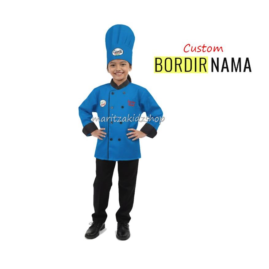 Jual Baju Kostum Seragam Profesi Anak Koki Chef Biru | Shopee Indonesia