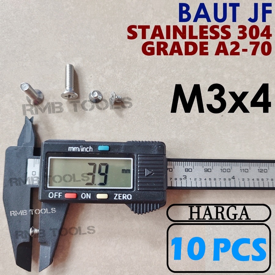 Jual Baut JF M3x4 Stainless Steel 304 Obeng Plus Flat Head Tahan Karat ...