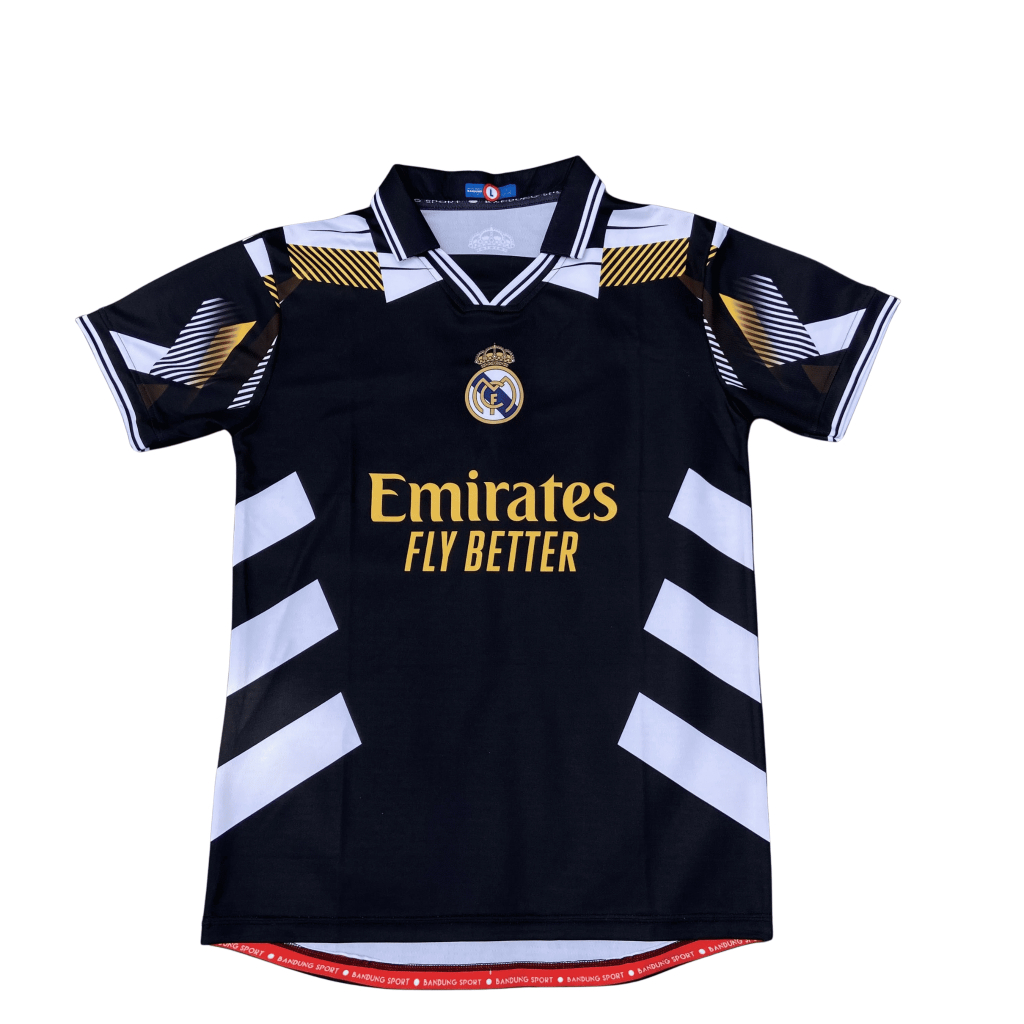 Jual JERSEY REAL MADRID HITAM RETRO KERAH — FULL PRINTING SPORT ...