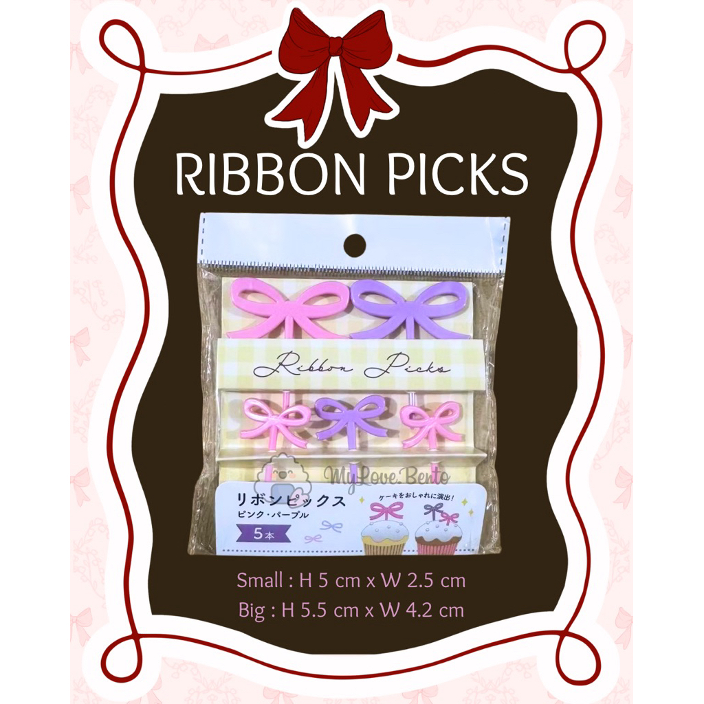 Jual Ribbon Picks Pink & Purple | Tusukan Bento Cake Topper Pita Lucu ...