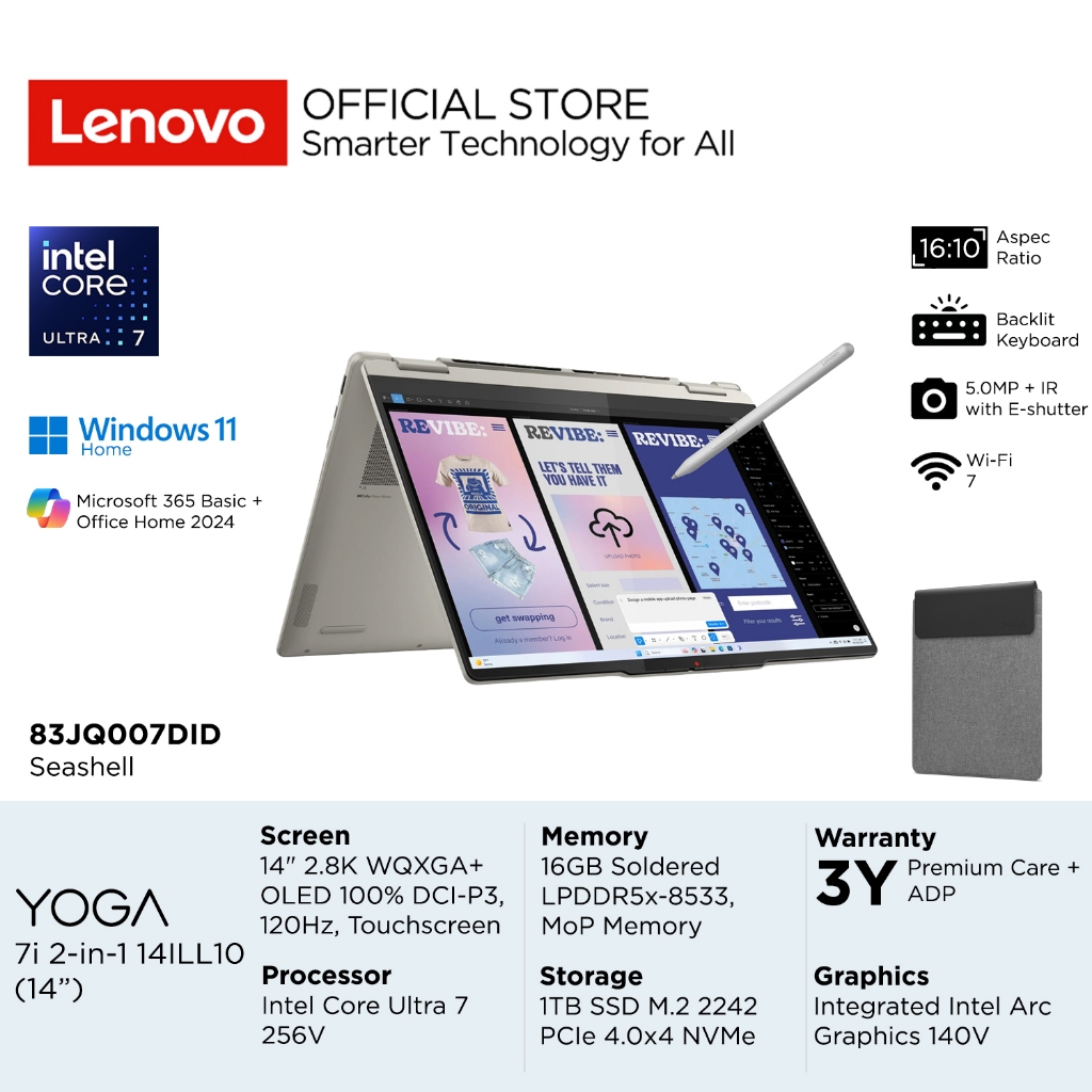 Jual Lenovo Yoga 7i 2-in-1 14ILL10 7DID Intel Core Ultra 7 256V ...