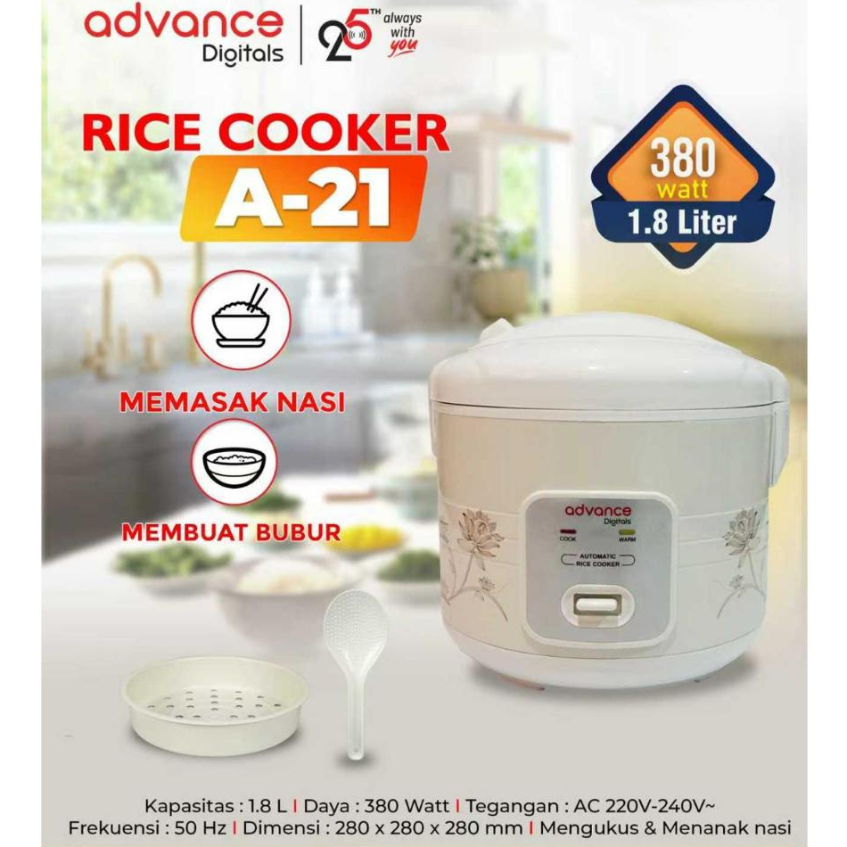 Jual Advance A21 Rice Cooker Mini 1.8 Liter Penanak Nasi Serbaguna 3 in ...