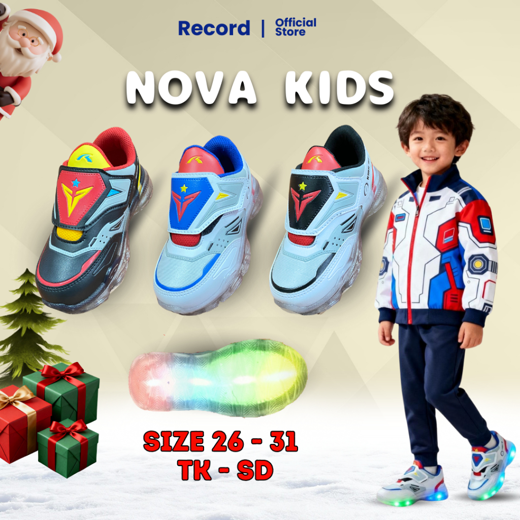 Jual RECORD NOVA KIDS FASHION Sepatu Lampu Anak LAKI LED PAUD VELKRO 1 ...