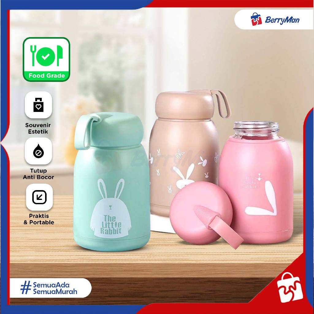 Jual BOTOL MINUM KACA KELINCI 330ML Termos Beling Rabbit Mini Tumbler ...