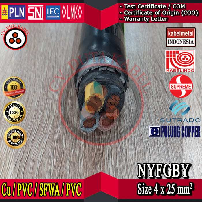 Jual Kabel NYFGBY 4x25 mm2 MERK KABELMETAL (KMI)/SUPREME/KABELINDO ...