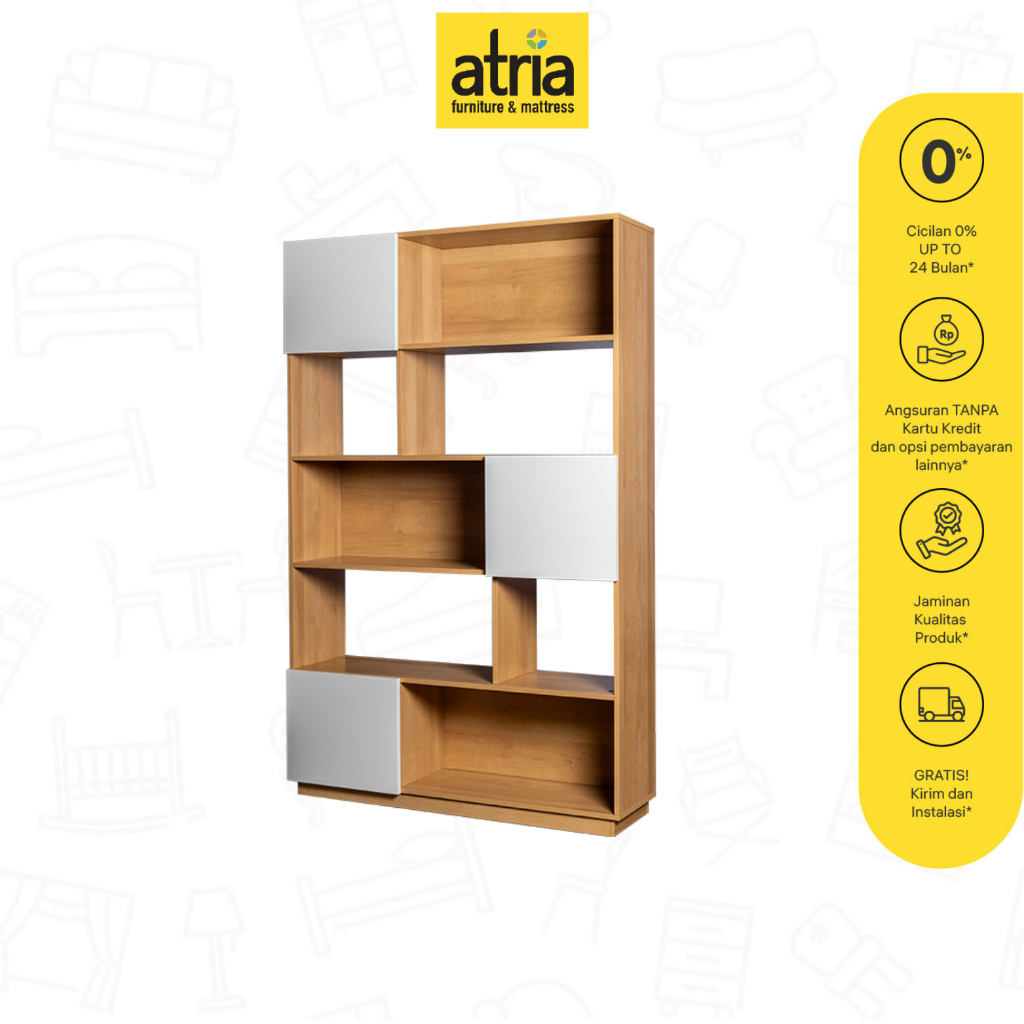 Jual Atria Kiara Rak Serbaguna Showcase 110X32X173 Cm Wood Oak/White ...