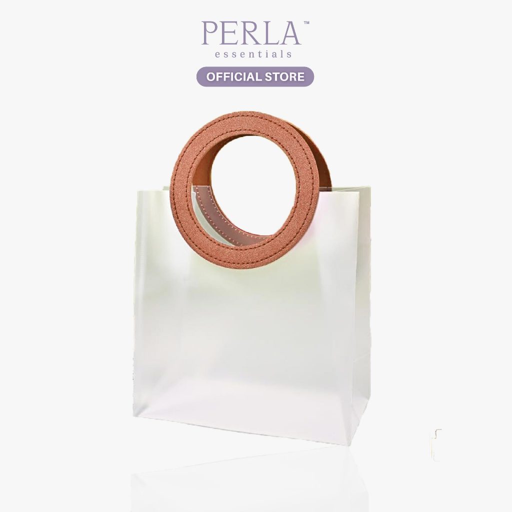 Jual Perla Transparent Mica Bag (round brown handle) | Shopee Indonesia