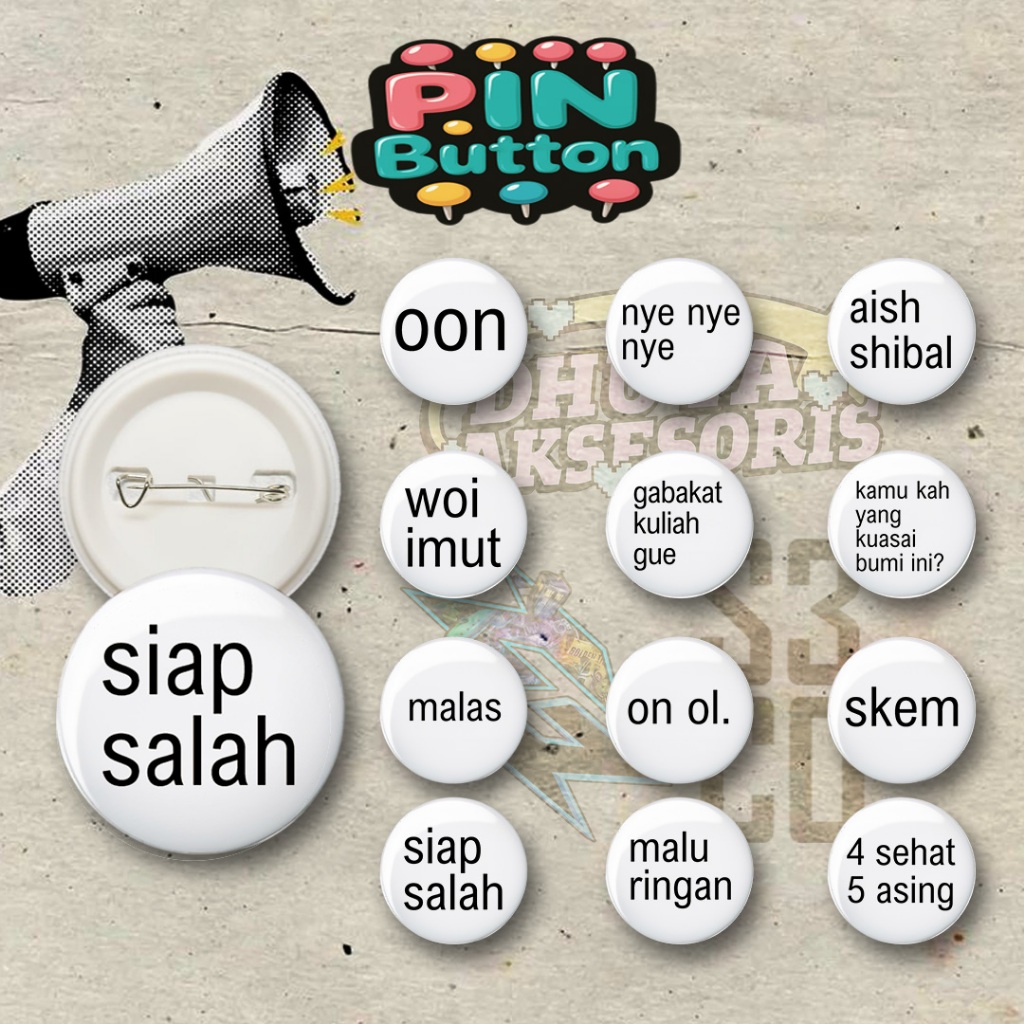 Jual DA 34 PIN BUTTON KATA KATA LUCU PART 2 | PIN TEXS | BAGS PIN | PIN ...