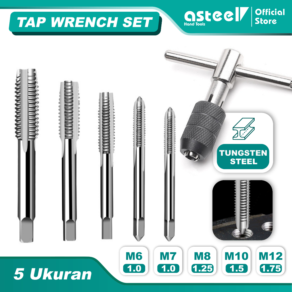 Jual ASTEEL Tap Wrench Set Alat Metrik Alat Pembuat Drat Metric Hand ...