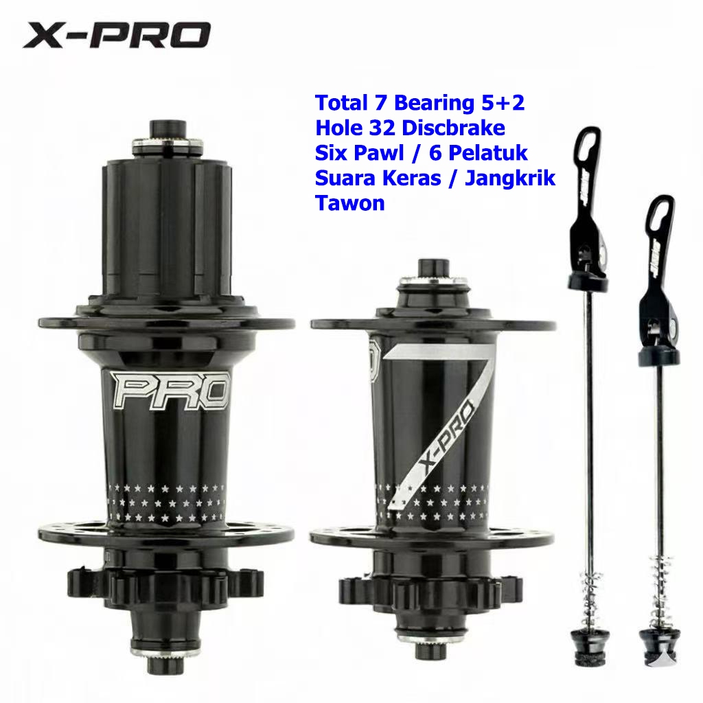 Jual Hub X-PRO Free Hub AQ Thru Axle 5 + 2 Bearing Sixpawl 32H Jangkrik ...