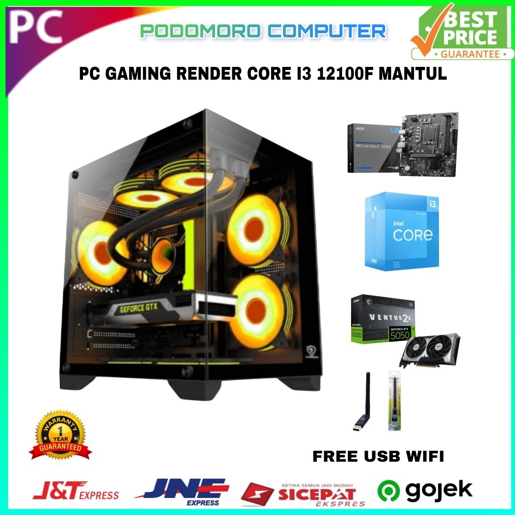 Jual PC Gaming RendeR i3 12100F GEN 12 RTX 5050 8GB | 16GB | SSD 256 GB ...