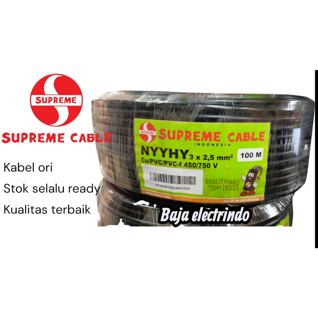 Jual Kabel Listrik Serabut isi 3 NYYHY 3X2,5mm SUPREME per 50meter dan ...