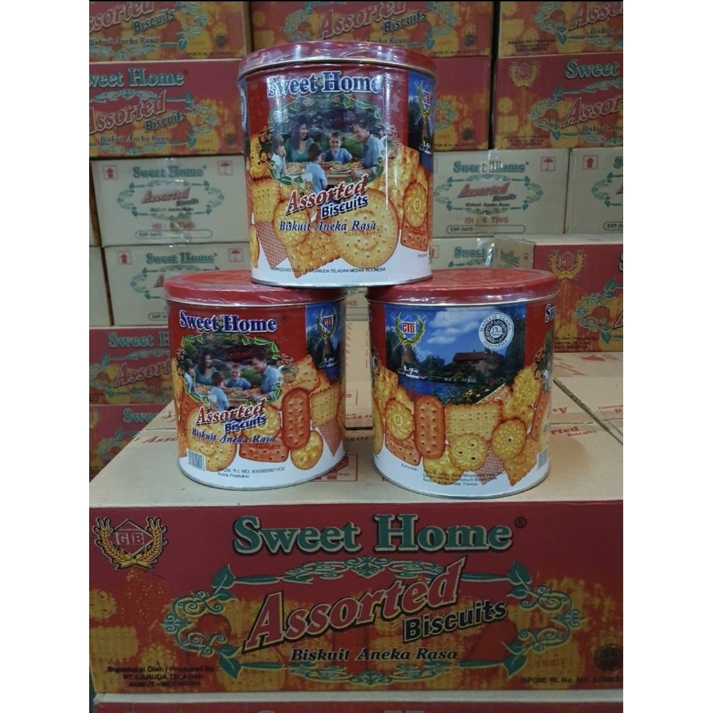 Jual 1 KARTON BISKUIT KALENG SWEET HOME ASSORTED ROTI KALENG BULAT ISI ...