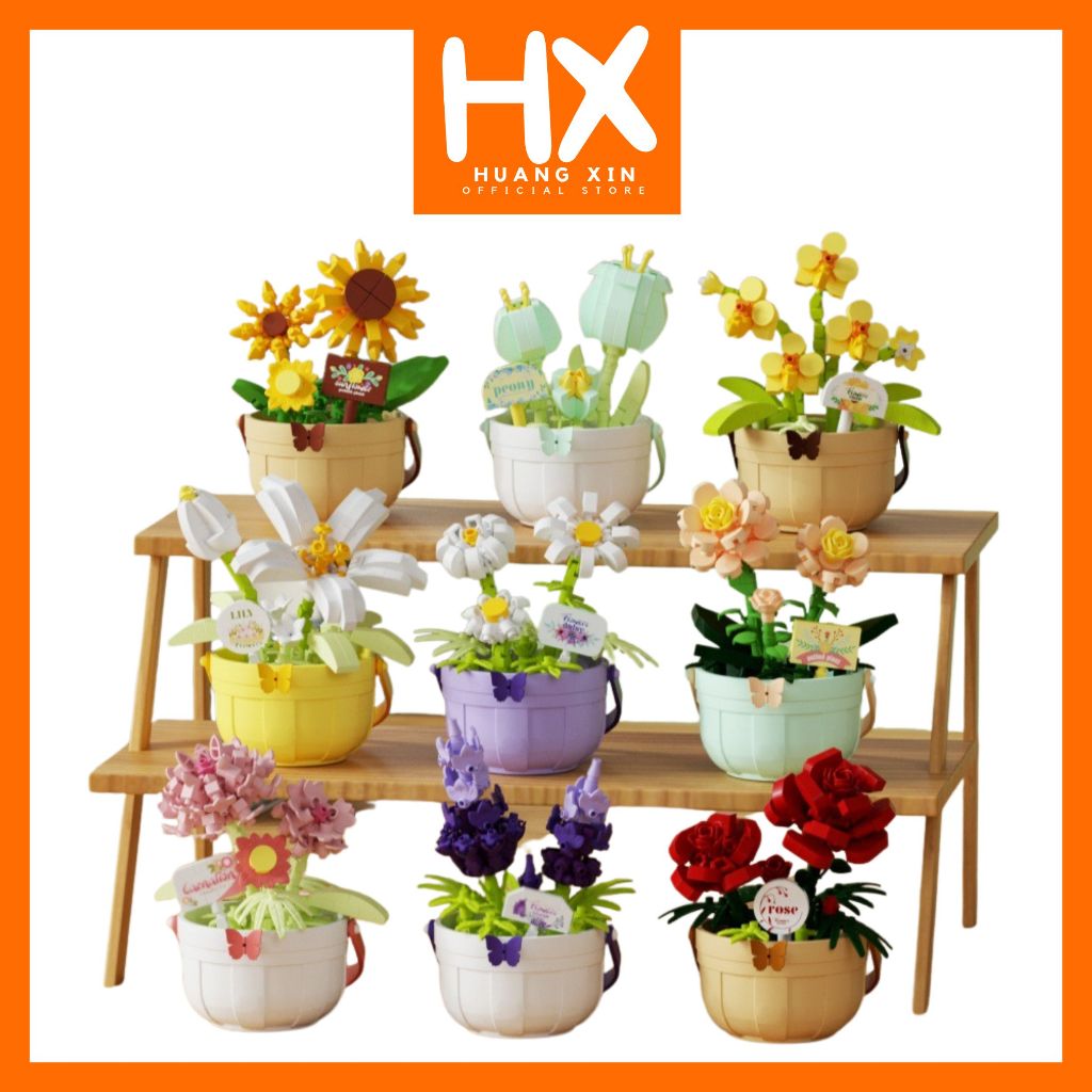 Jual HX Flower series Bunga Brick Building Block Toys Puzzle Mainan ...