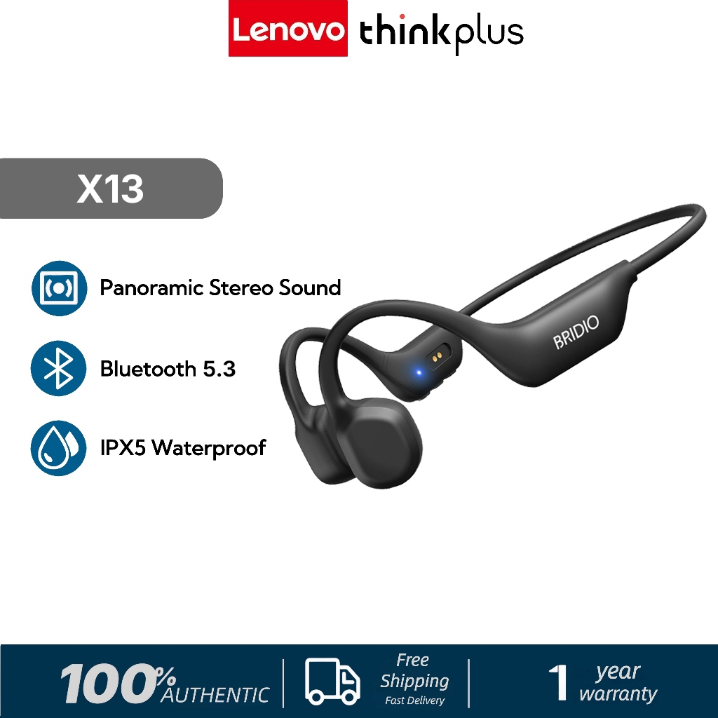 Jual Lenovo x Bridio X13 Bone Conduction Headphone Open Ear Bluetooth 5 ...