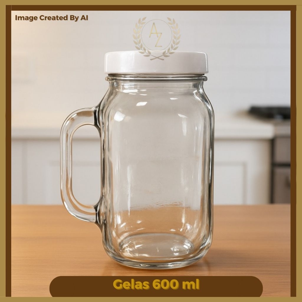 Jual Gelas Jar Ukuran 600 ml / Dringking Jar / Gelas Kaca Aesthetic ...