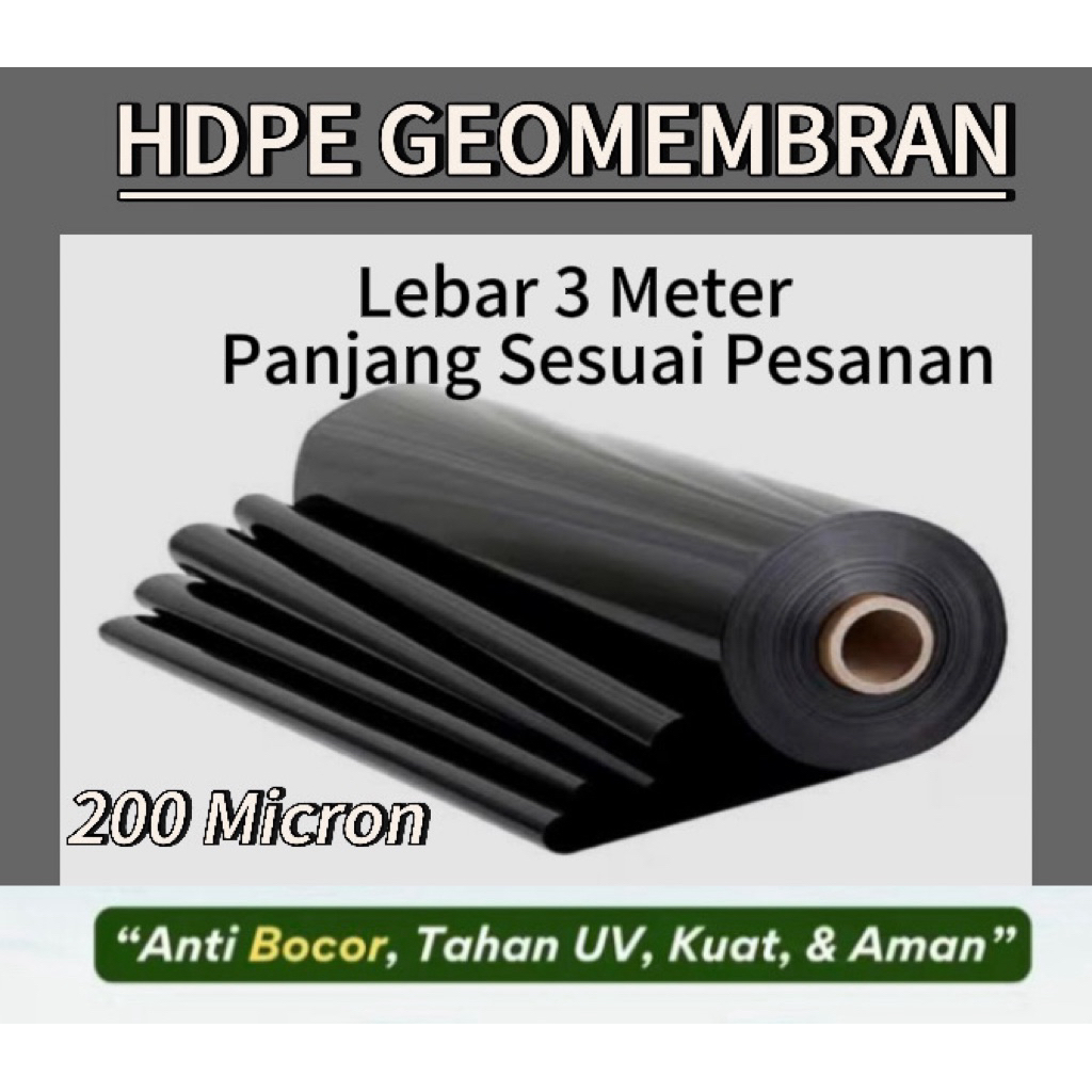 Jual Plastik hdpe geomembran Lebar 3 Meter tebal 200 micron ( Terpal ...