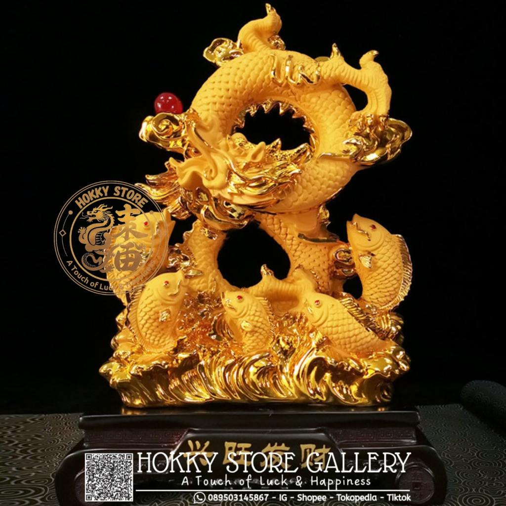 Jual Patung Naga Ikan Emas Angka 8 Feng Shui • Simbol Hoki Rezeki ...