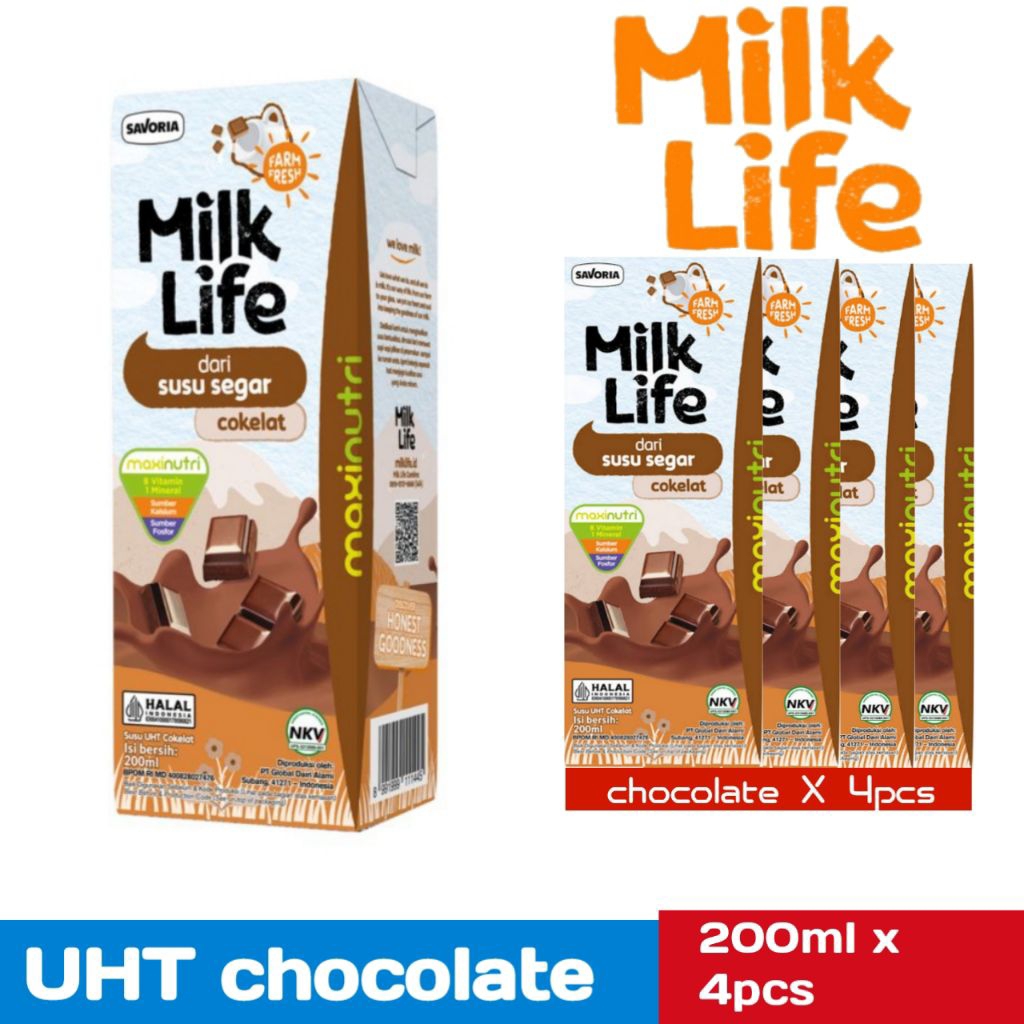 Jual susu UHT cokelat 200ml 4pcs merk milk life | Shopee Indonesia