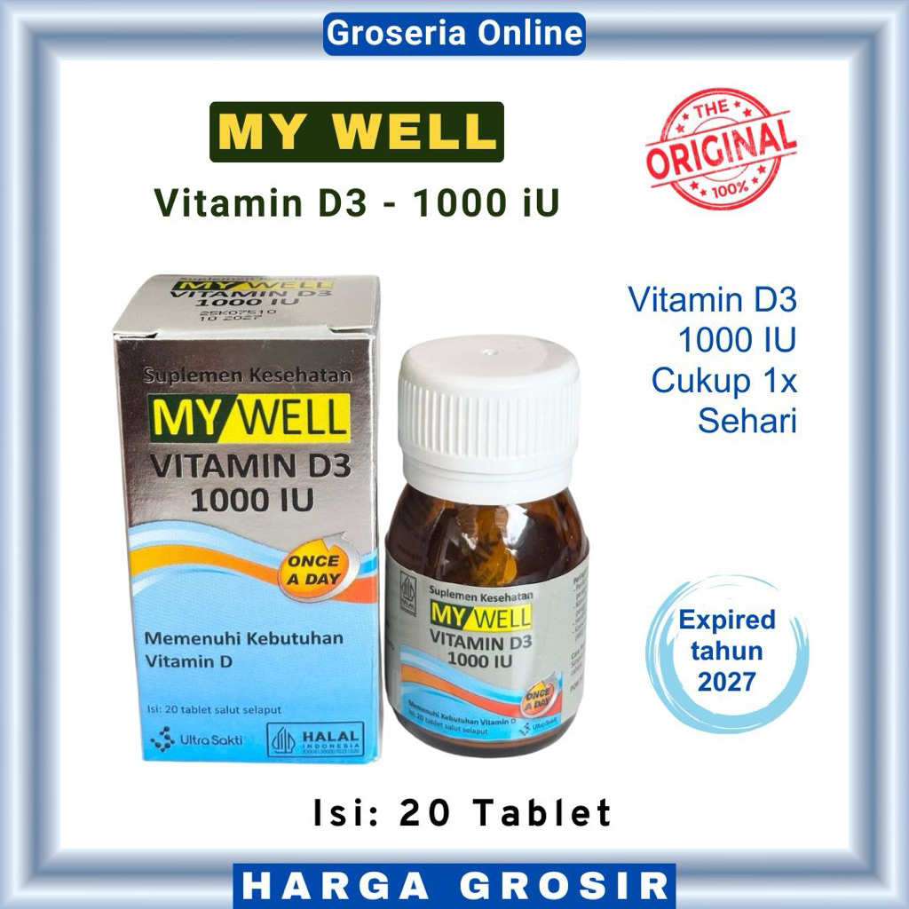 Jual MY WELL Vitamin D3 1000 iU - Kemasan Botol isi 20 kapsul | Shopee ...