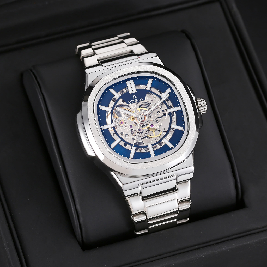 Jual RONMAR Jam Tangan Pria Automatic Skeleton – Stainless Steel Hitam ...