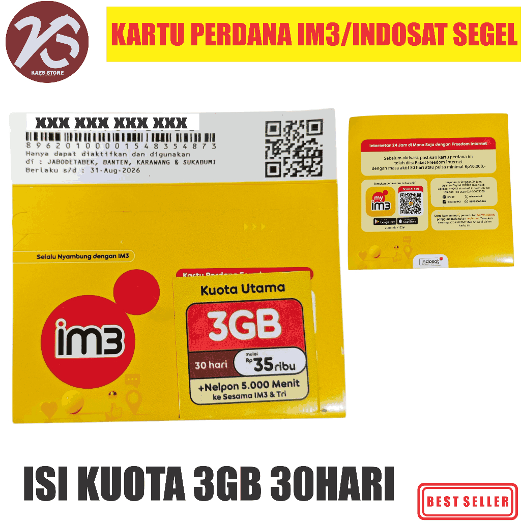 Jual Kartu Perdana IM3 3GB 30HARI exp des 2026 | Shopee Indonesia