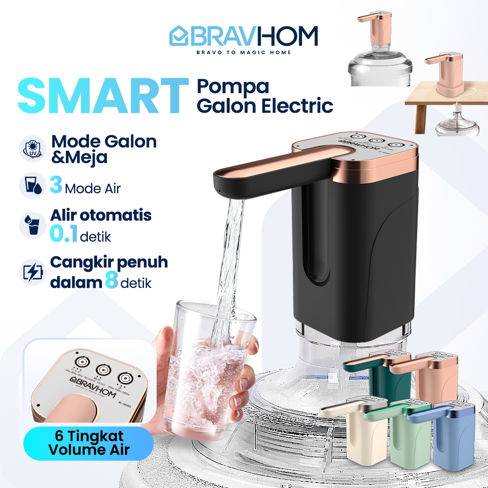 Jual BRAVHOM Pompa Air Galon Elektrik Otomatis Portable Dilipa Dapat ...