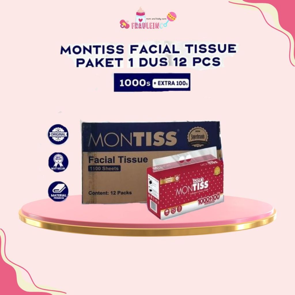 Jual Montiss Facial Tissue 1100 Sheets Lembar 1 Karton / Dus (12 Pack ...
