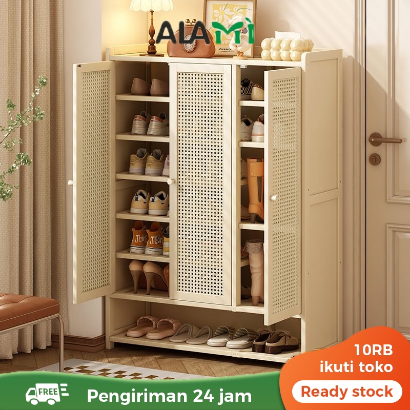 Jual Alami Rak Sepatu Susun Kayu Minimalis - Lemari Sepatu Tertutup Rak ...