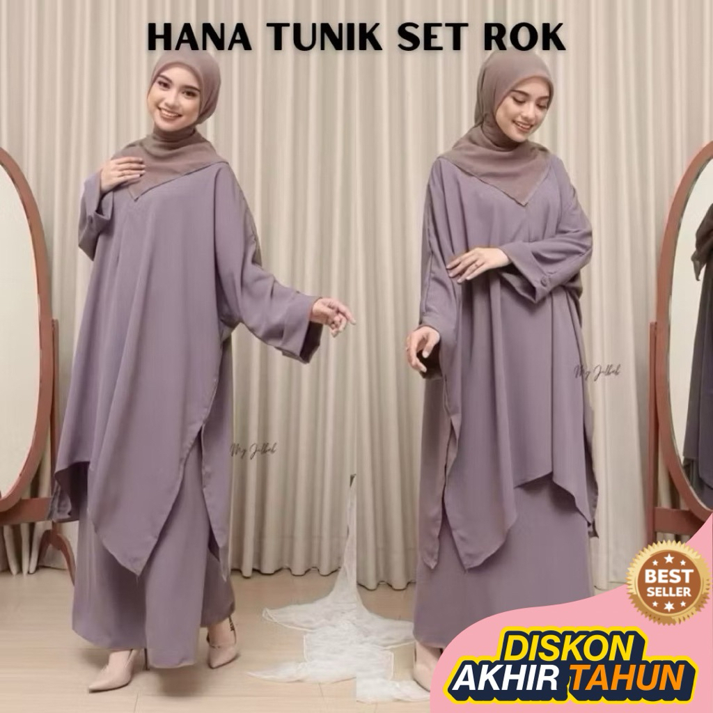Jual Hana Tunik Set Rok - One Set Tunik Batwing by Myjilbab | Shopee ...