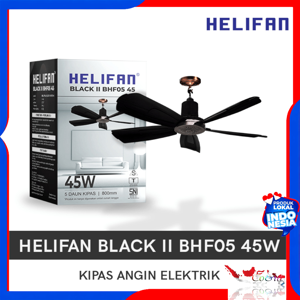 Jual Helifan Arashi 45W Kipas Angin Gantung Plafon 45W Hitam / Kipas ...