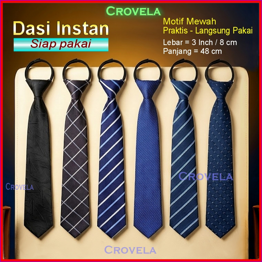 Jual Dasi Pria Instan Resleting Motif Garis Salur Langsung Pakai Zipper ...