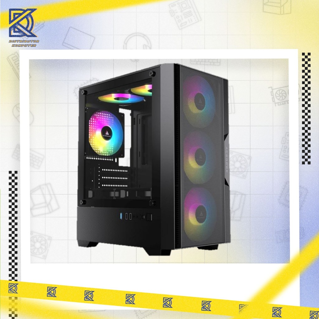 Jual ACEGEEK STRATUS MESH M-ATX PC Casing [WITH 4 RGB FAN] - BLACK ...