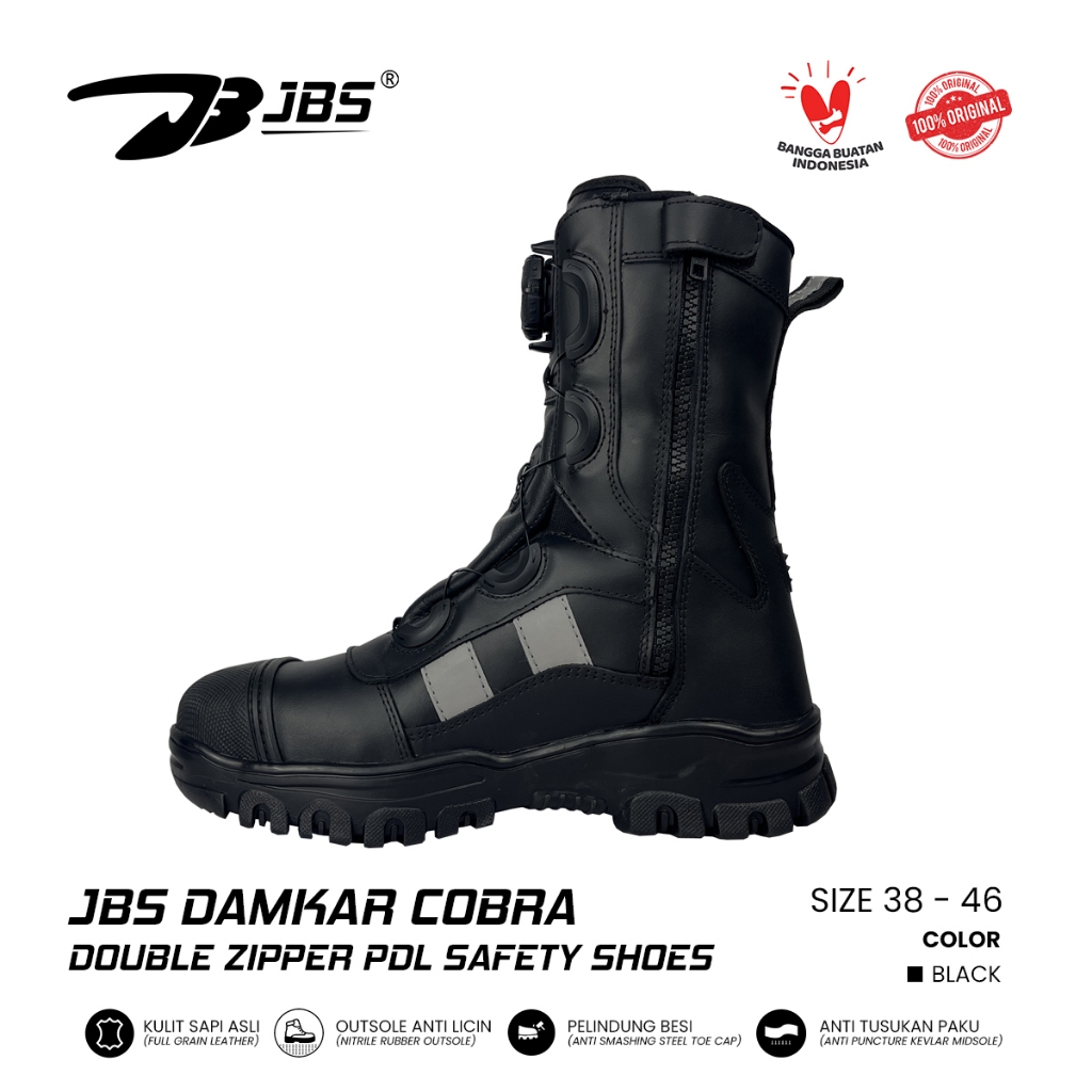 Jual Sepatu Safety JBS Damkar Cobra Double ZipperTali Putar Lycing ...