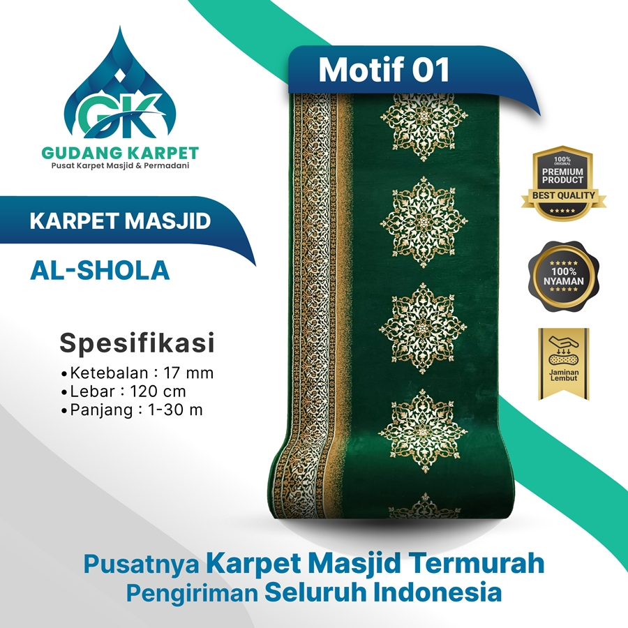 Jual KARPET MASJID AL SHOLA ketebalan 17 mm bahan polypropilene heatset ...