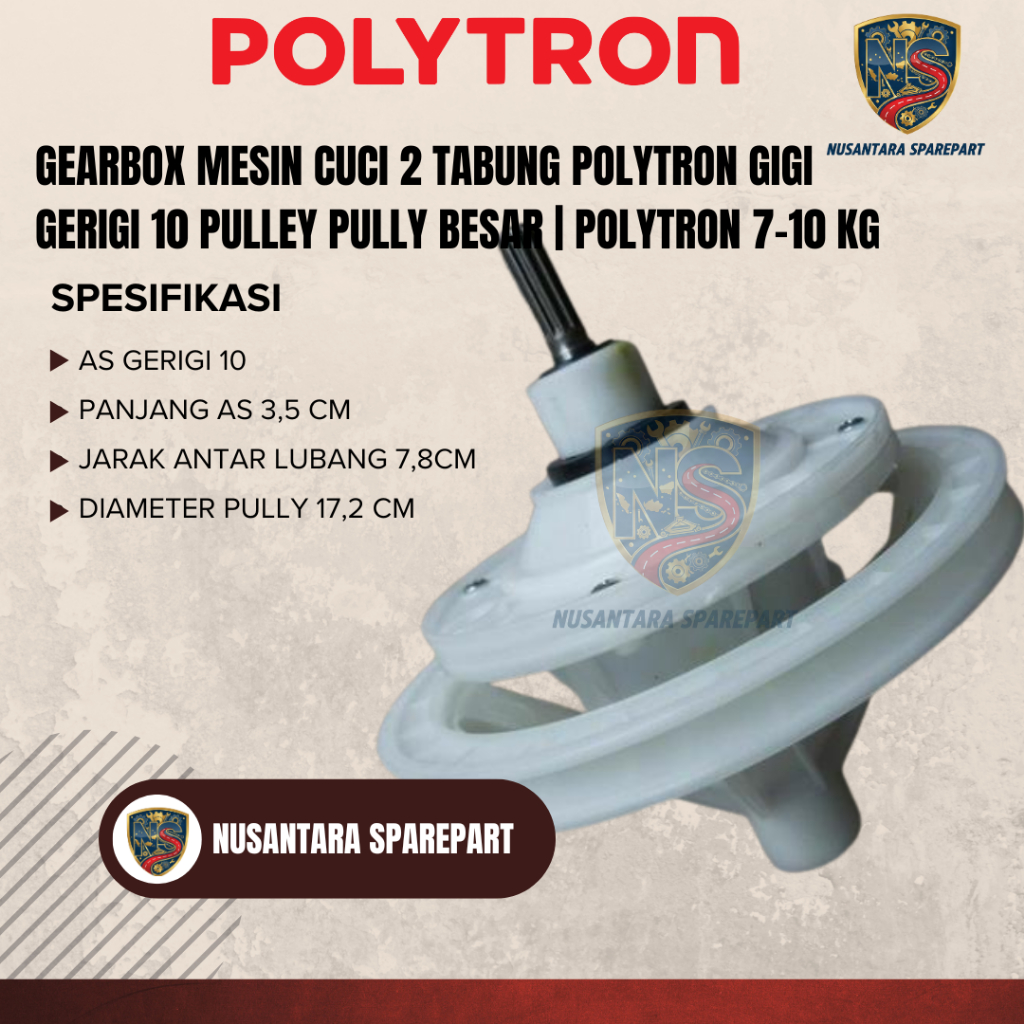 Jual Gearbox Mesin Cuci 2 Tabung Polytron Gigi Gerigi 10 Pulley Pully ...