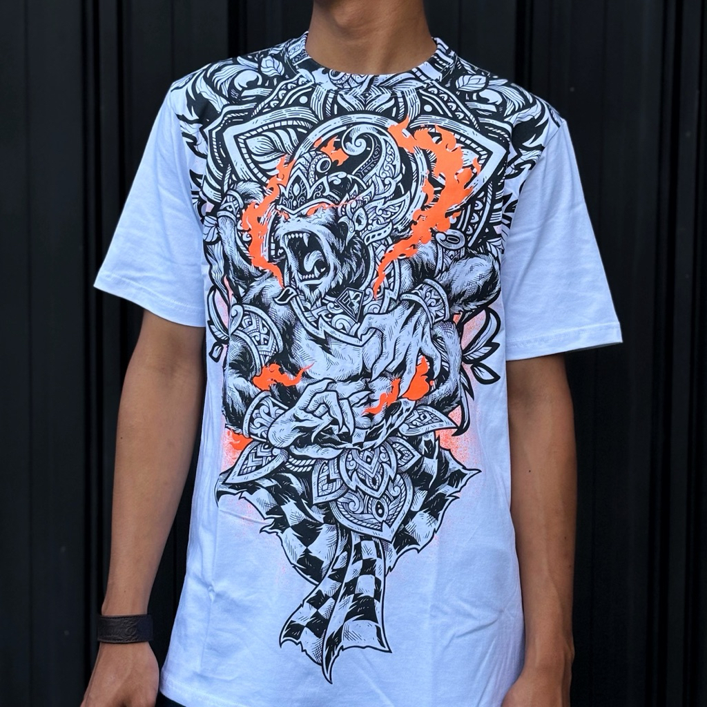 Jual FBN FIRE MONKEY KING White T-shirt 24s Enzyme Cotton | Shopee ...