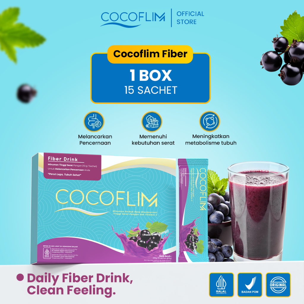 Jual Cocoflim Fiber Minuman Diet Penurun Berat Badan & Detox (1 Box 15 ...