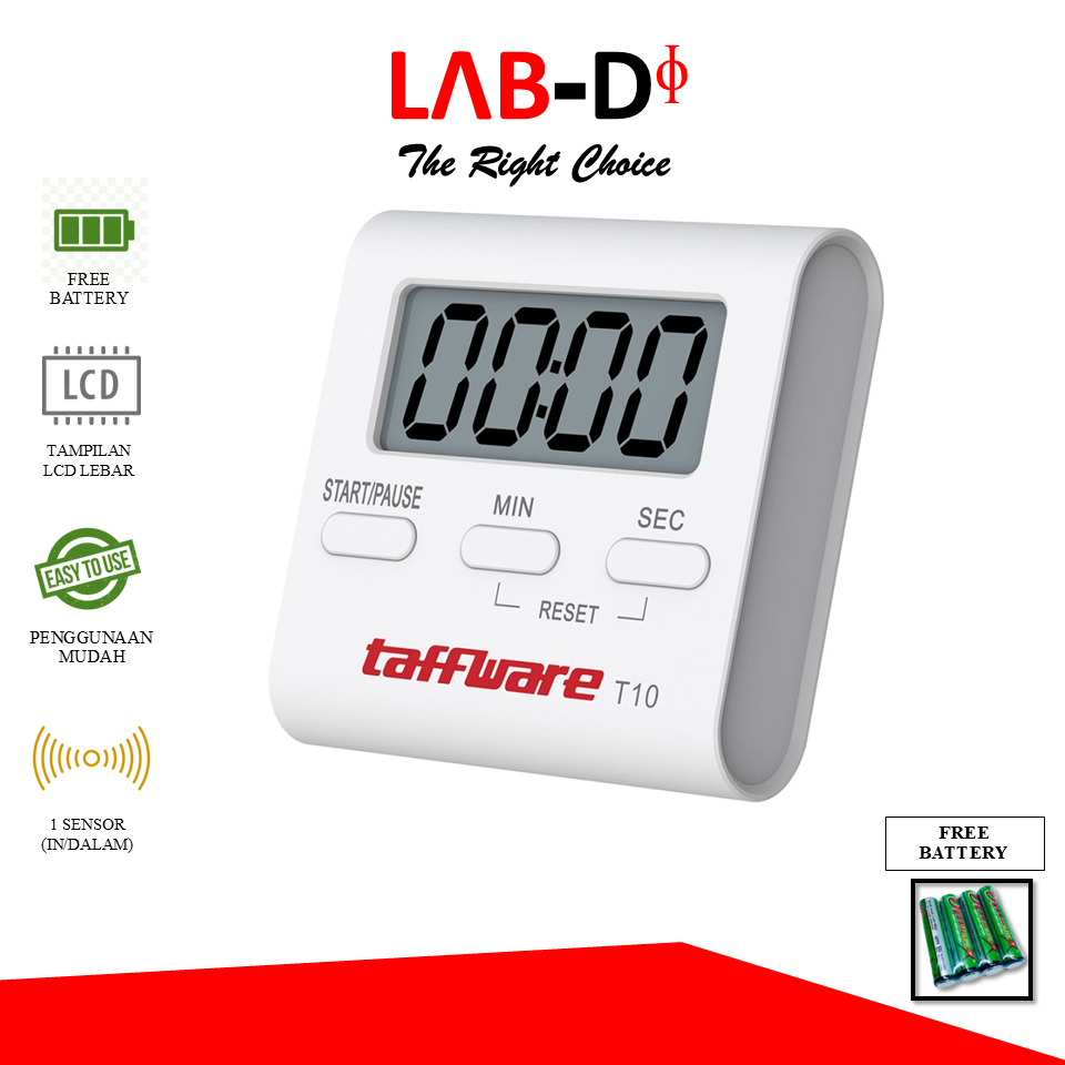 Jual Timer TAFFWARE T10 Alarm Jam Timer Jam Plus Sertifikat Kalibrasi ...
