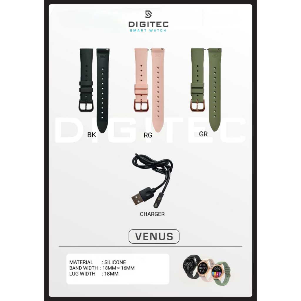 Jual Tali Strap Jam Tangan Digitec Smartwatch VENUS Strap Rubber ...