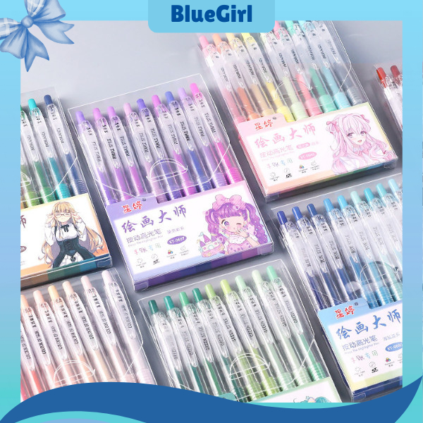 Jual Pena Warna Warni Pulpen Gel 9 Warna Rainbow Multi Color Pen Set ...