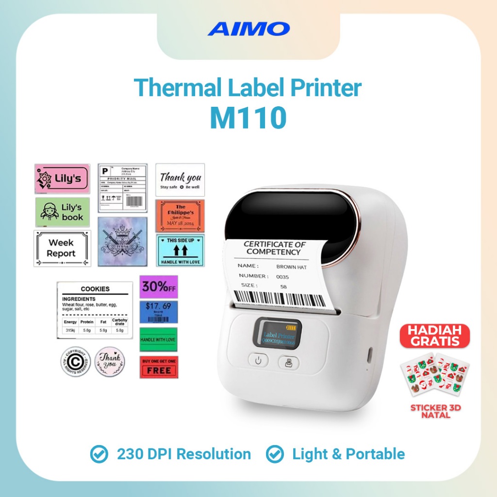 Jual AIMO M110 Commercial Pembuat Label Portable Hang Tag Barcode ...
