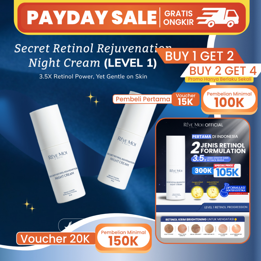 Jual REVE MOI BUY 1 GET 2 Retinol Brightening Rejuvenation Night Cream ...