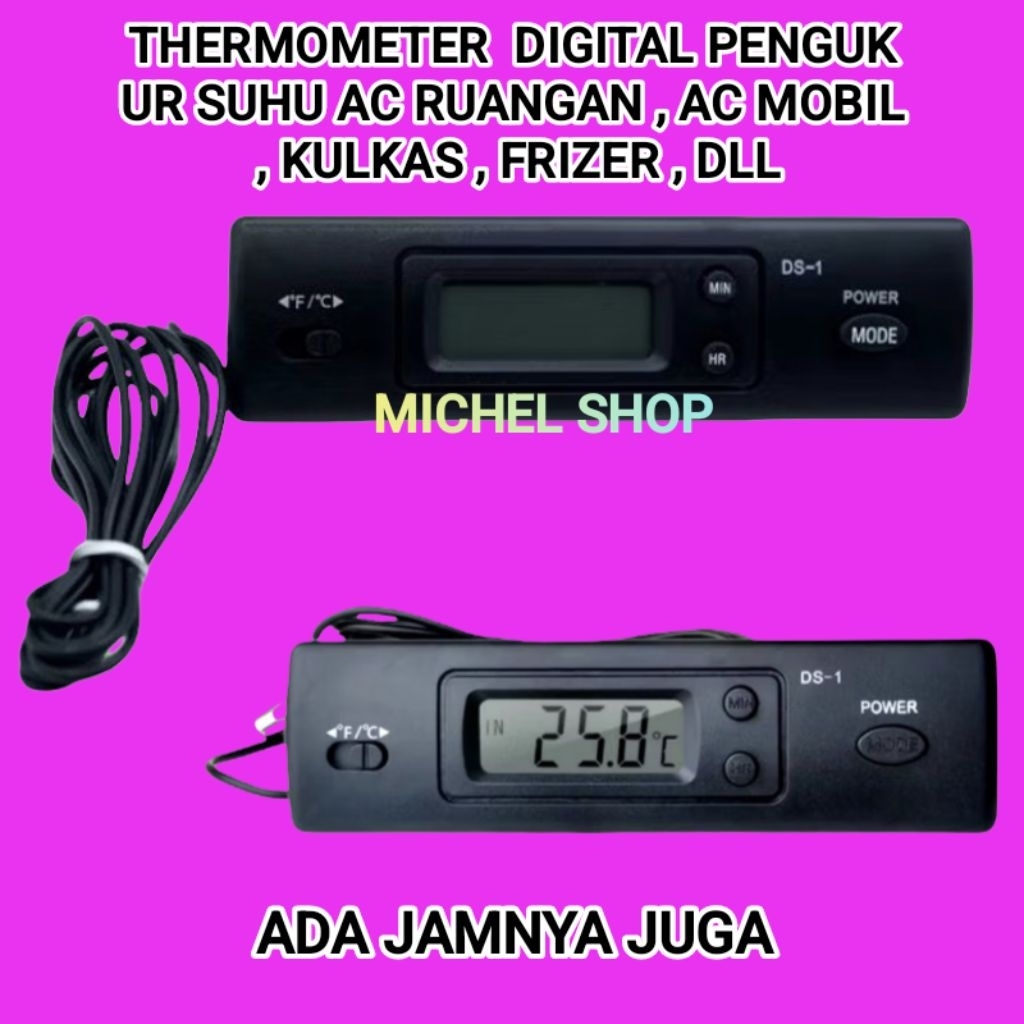 Jual THERMOMETER JAM DIGITAL THERMOMETER SUHU RUANGAN AC MOBIL KULKAS ...