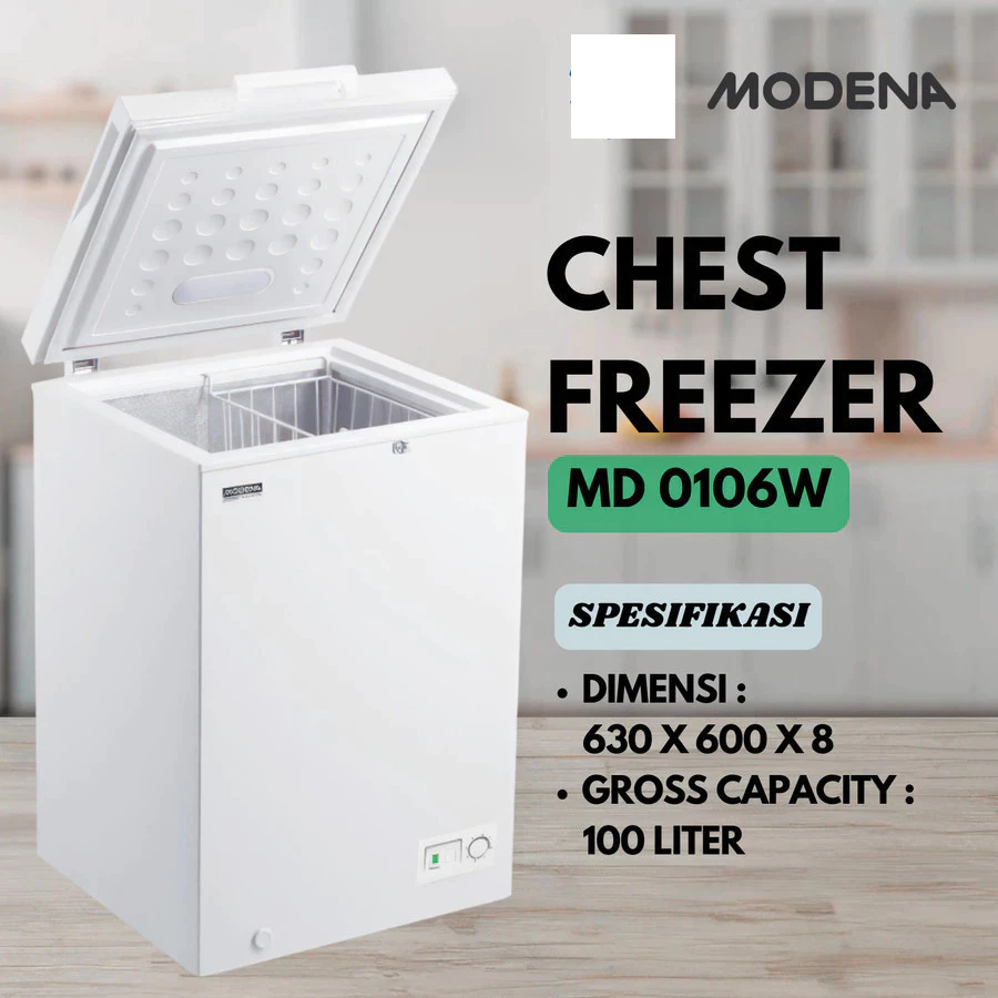 Jual Modena MD0106W / MD 0106 W Chest Freezer Box 105 Liter heavy duty ...