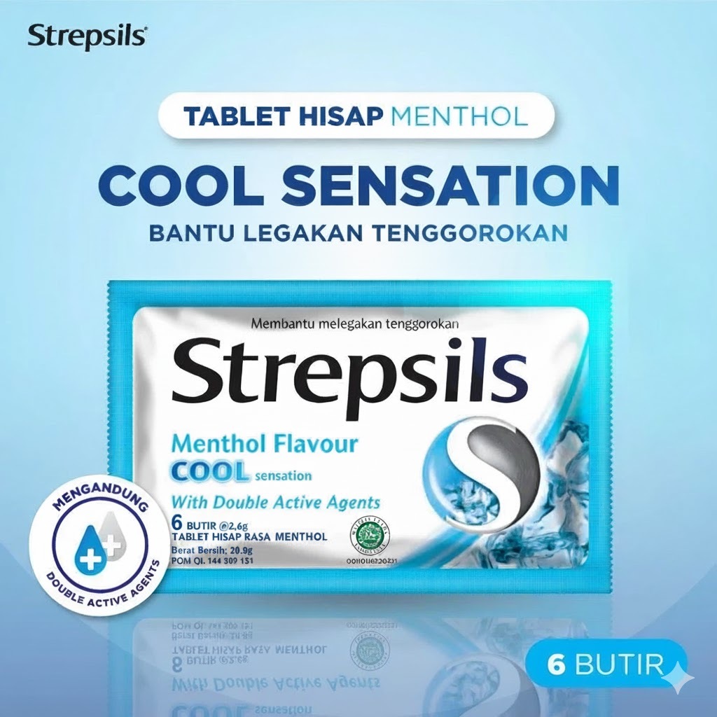 Jual Strepsils Permen Menthol Cool Sensational Isi 6 Butir | Shopee ...