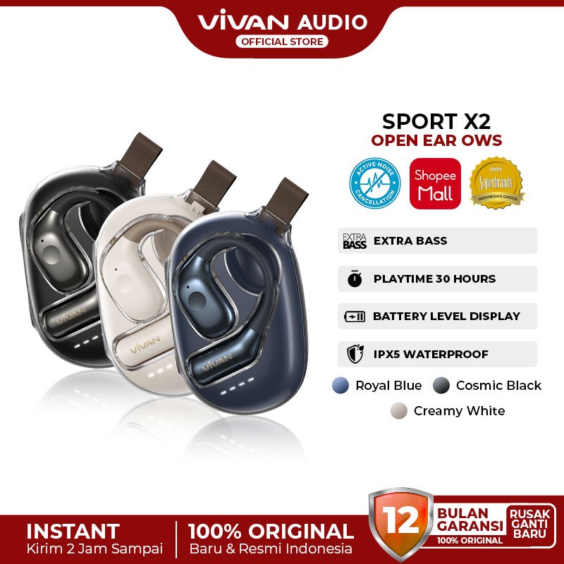 Jual VIVAN OWS Open Ear True Wireless Earbuds IPX5 Dual ENC Low Latency ...